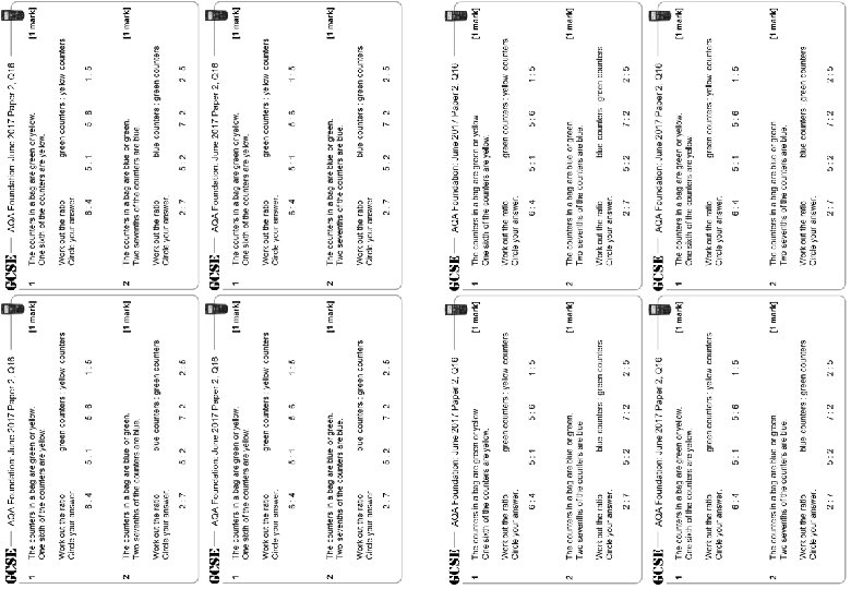 Fractions to Ratios Foundation GCSE Questions AQA These