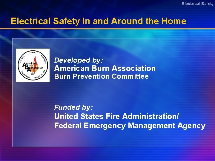 Electrical Safety In and Around the Home Developed