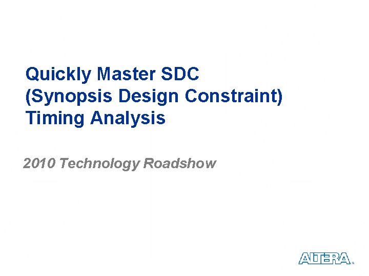 Quickly Master SDC Synopsis Design Constraint Timing Analysis