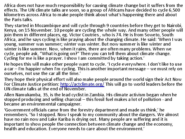 Why cycle across Africa New Internationalist Easier English