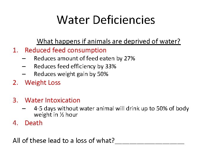 Animal Nutrition 5 Basic Classes of Nutrients Water