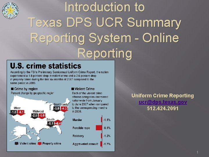 Introduction to Texas DPS UCR Summary Reporting System