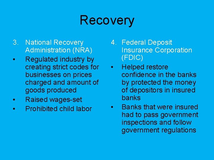 New Deal Relief Recovery and Reform Relief It