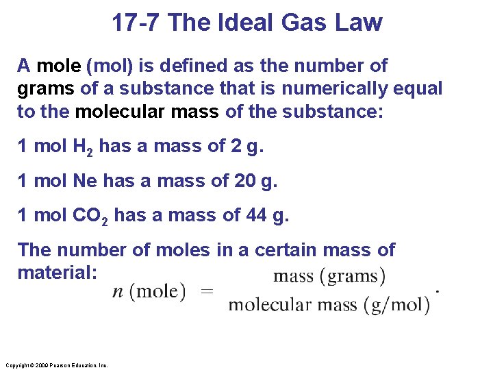 Lecture 10 Gases Kinetic Theory Copyright 2009 Pearson