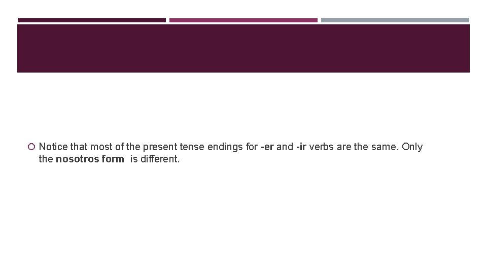 THE PRESENT TENSE EL PRESENTE The Spanish simple