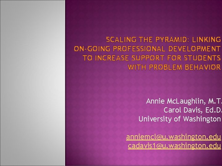 SCALING THE PYRAMID LINKING ONGOING PROFESSIONAL DEVELOPMENT TO