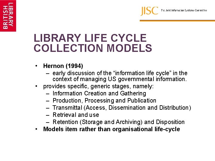 LIFE CYCLE MODELING THE BACKGROUND NEIL BEAGRIE British