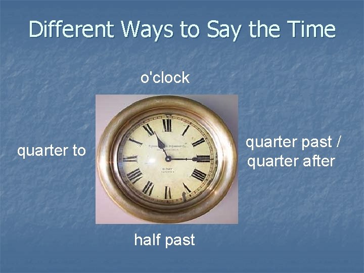Telling Time Parts of the Clock n n