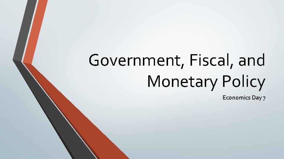 Government Fiscal and Monetary Policy Economics Day 7