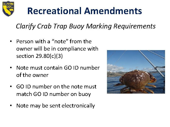 Proposed Regulation Changes to Crab and Lobster Recreational