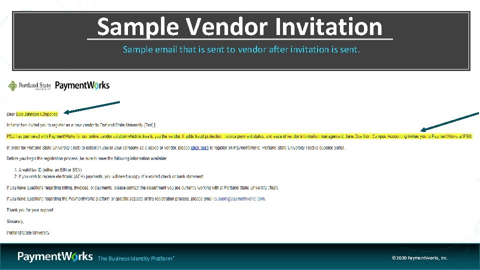 Vendor Setup and Maintenance through Payment Works Initiator