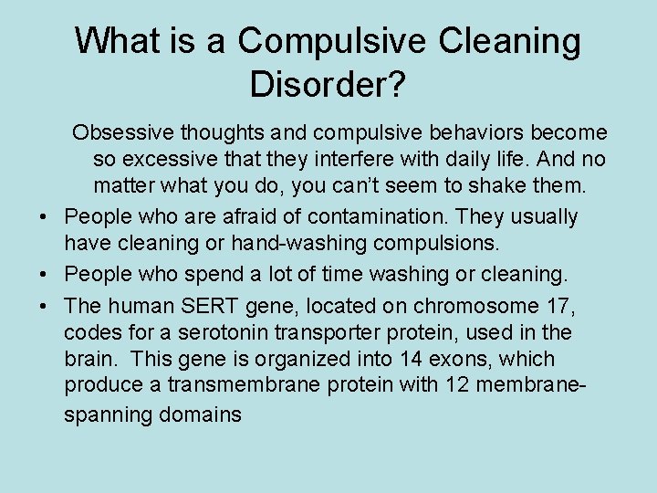 O C D Obsessive Compulsive Disorder Type Cleaning