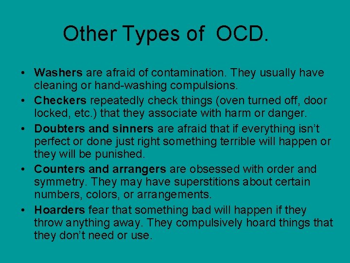 O C D Obsessive Compulsive Disorder Type Cleaning