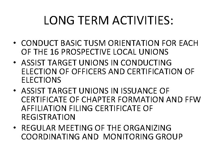 PHILIPPINES WORKPLAN 2012 2014 EXPANSION ON MEMBERSHIP PROBLEM