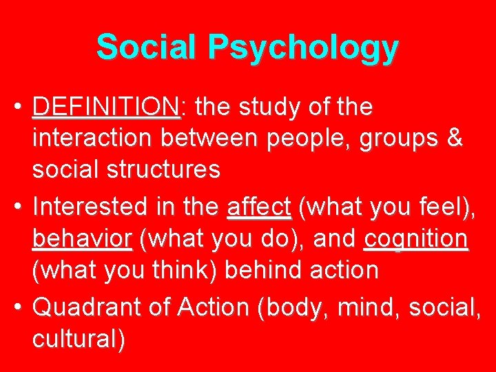 Social Psychology Part 1 The Basics Social Psychology