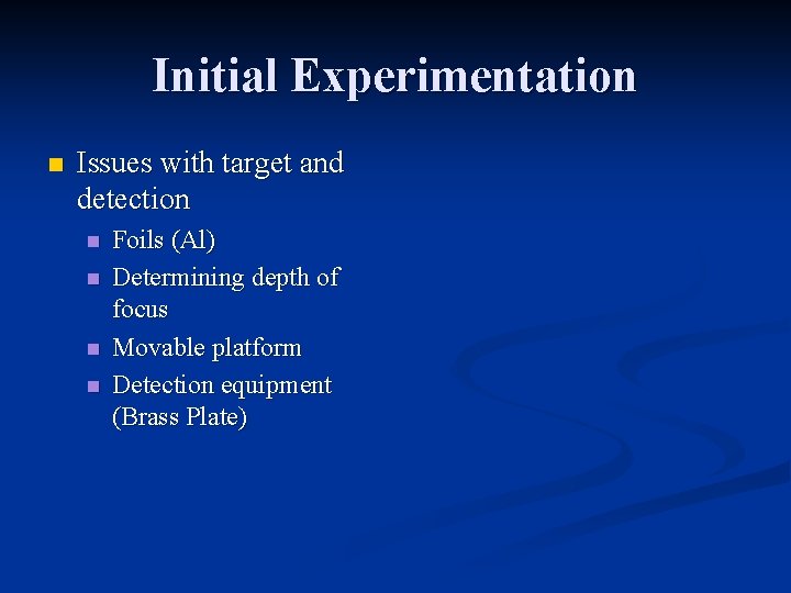 Detection of Particles in a high energy beam