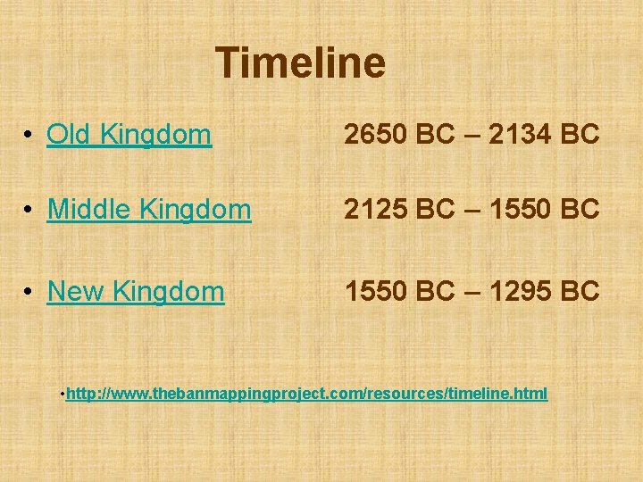 Ancient Egypt an Overview Timeline Old Kingdom 2650