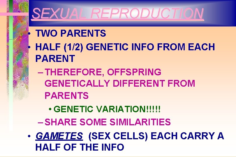 TYPES OF REPRODUCTION ASEXUAL VS SEXUAL Lets do
