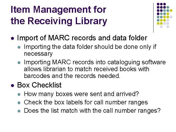 The Consolidation of a School Library Laura Alfaro