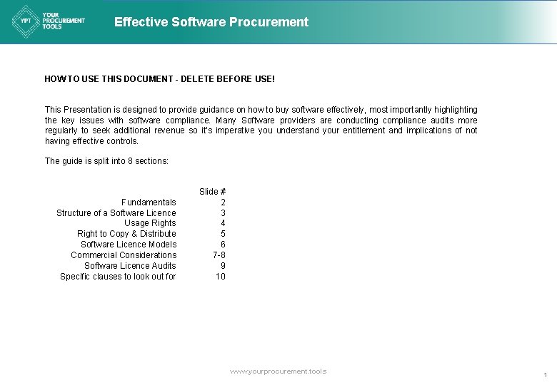 Effective Software Procurement HOW TO USE THIS DOCUMENT