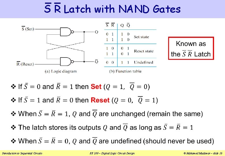Introduction to Sequential Circuits EE 200 Digital Logic