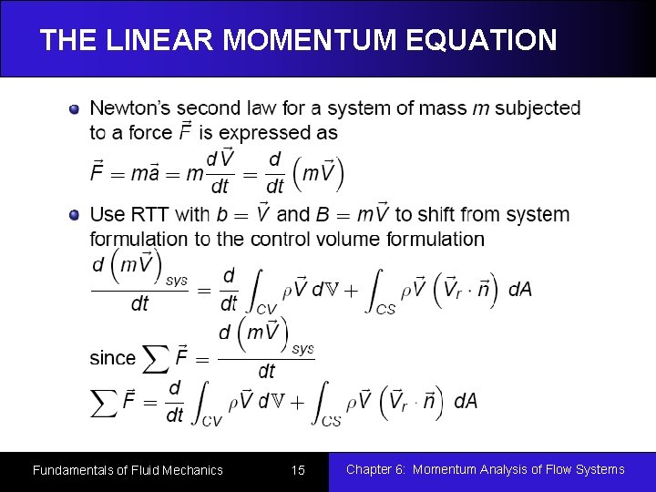 Fundamentals of Fluid Mechanics Chapter 6 Momentum Analysis