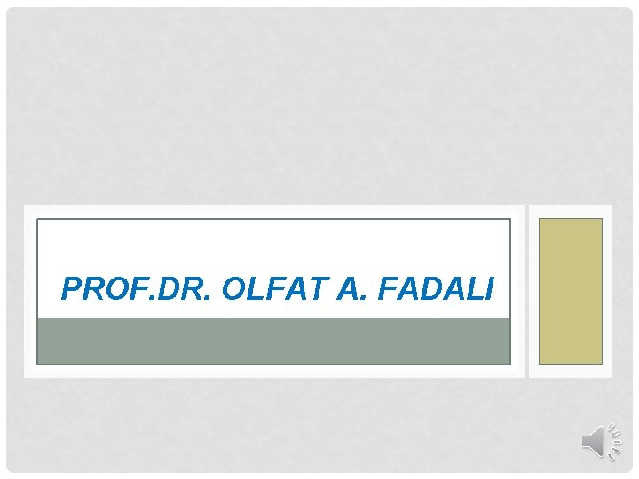 PROF DR OLFAT A FADALI Chemical Engineering Department