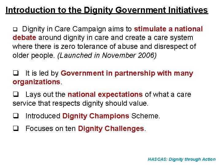 DIGNITY THROUGH ACTION WORKSHOP PART 3 The Dignity