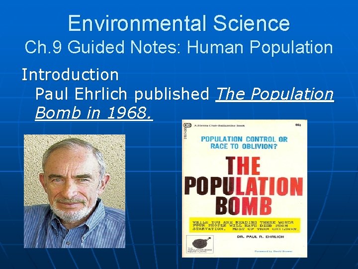 Environmental Science Ch 9 Guided Notes Human Population