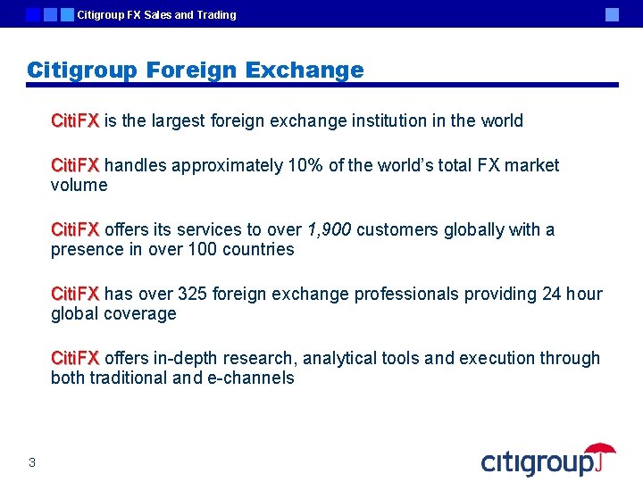 Citigroup FX Sales and Trading Business Briefing Session