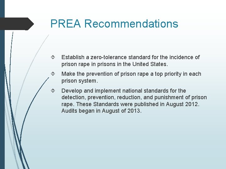 Prison Rape Elimination Act Volunteer Training Performance Objectives