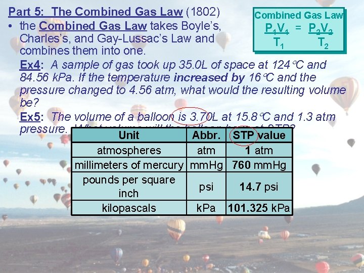 Basic Gas Laws 42711 Combined and Partial Pressures