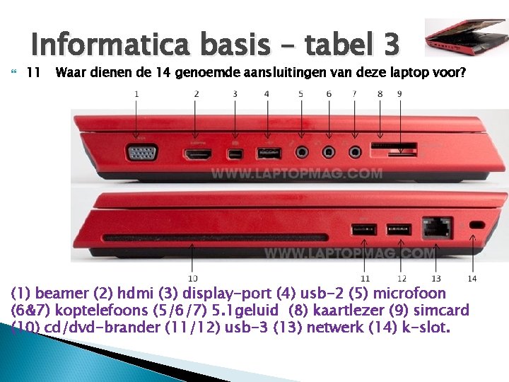 Informatica basis Huiswerkcontrole tabel 3 Informatica basis tabel