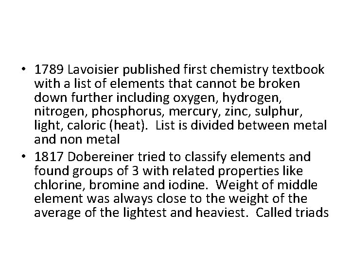 History of the Development of the Periodic Table