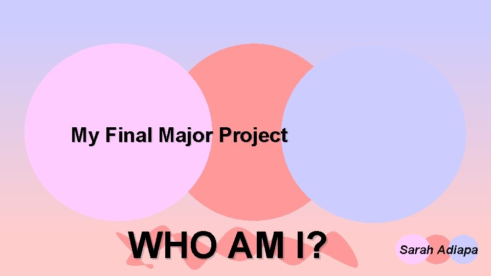 My Final Major Project WHO AM I Sarah