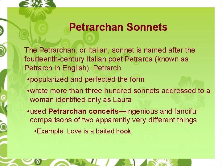 Sonnets What Is a Sonnet A sonnet is