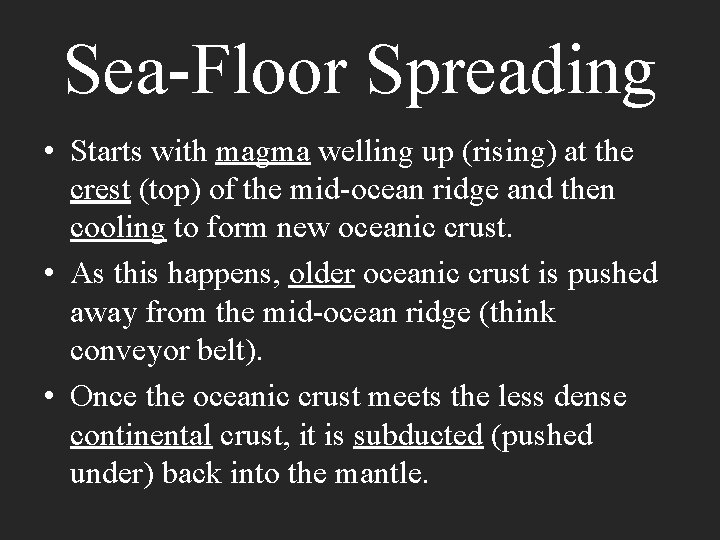 The Origin of Ocean Basins Continental Drift Based