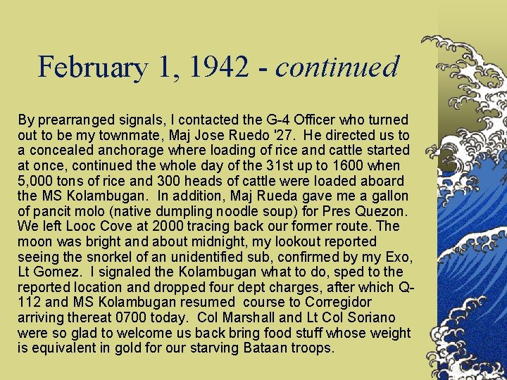 February 1942 Journal of Commodore Ramon A Alcaraz