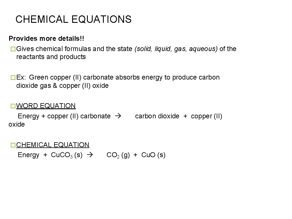 CHEMICAL REACTIONS A process in which substances interact