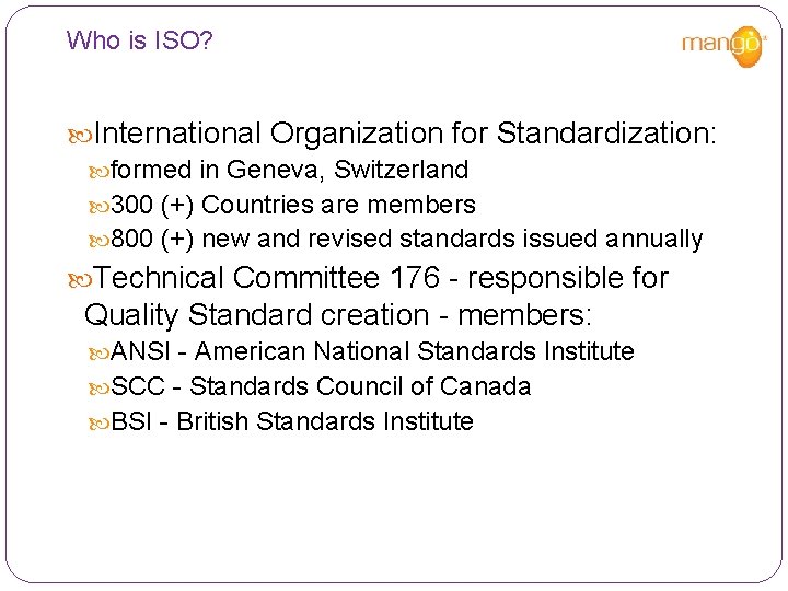 QUALITY MATTERS OVERVIEW OF ISO 9001 QUALITY MANAGEMENT