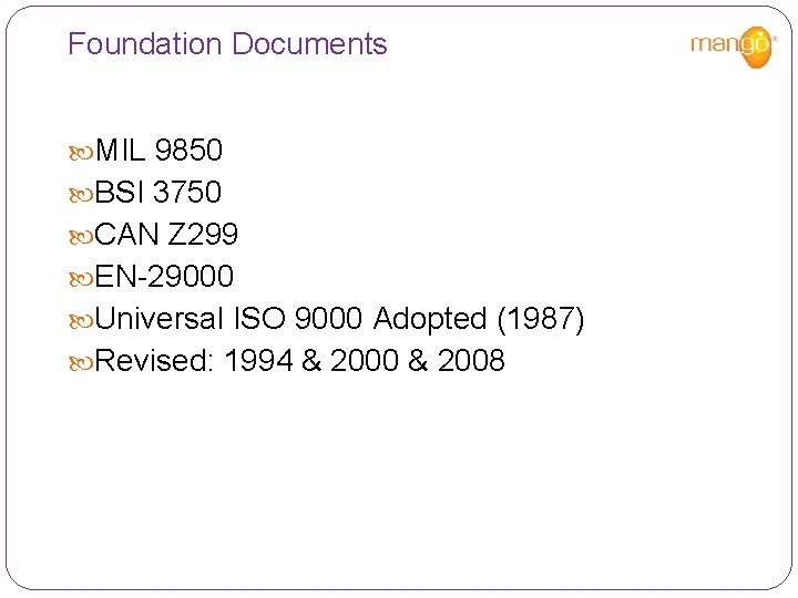 QUALITY MATTERS OVERVIEW OF ISO 9001 QUALITY MANAGEMENT