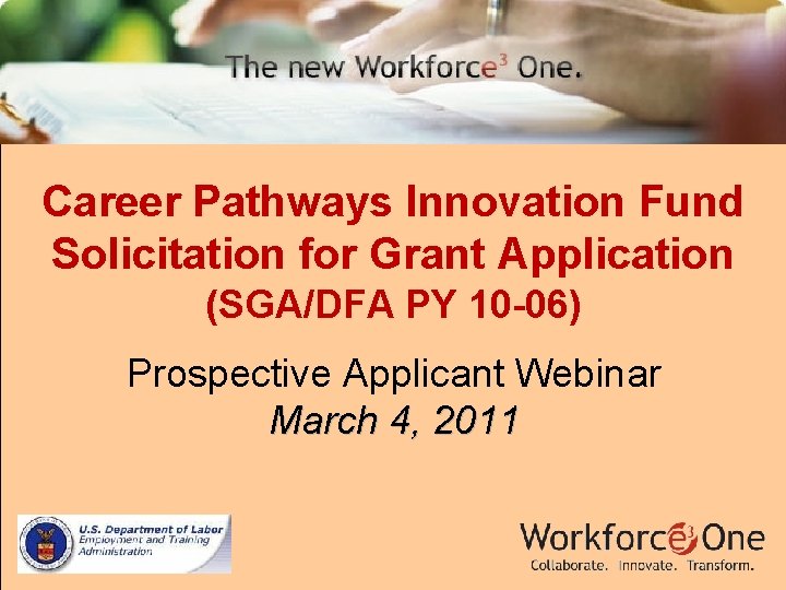 Career Pathways Innovation Fund Solicitation for Grant Application