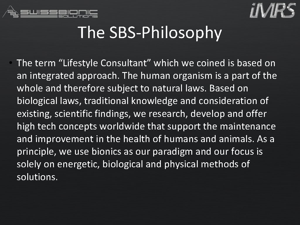 Swiss Bionic Solutions Certification Seminar Nothing is more