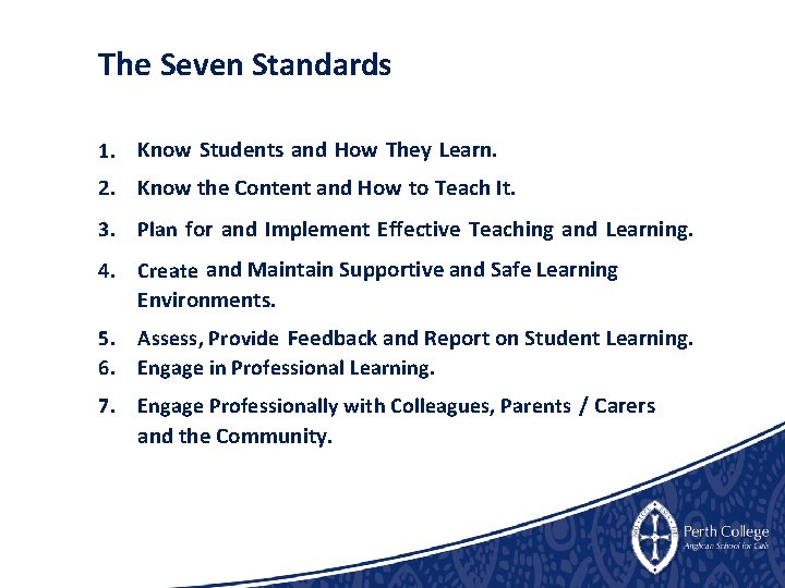 AITSL Standards and Teacher Librarians The Seven Standards