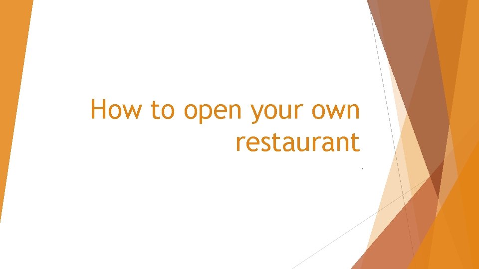 How to open your own restaurant Plan first