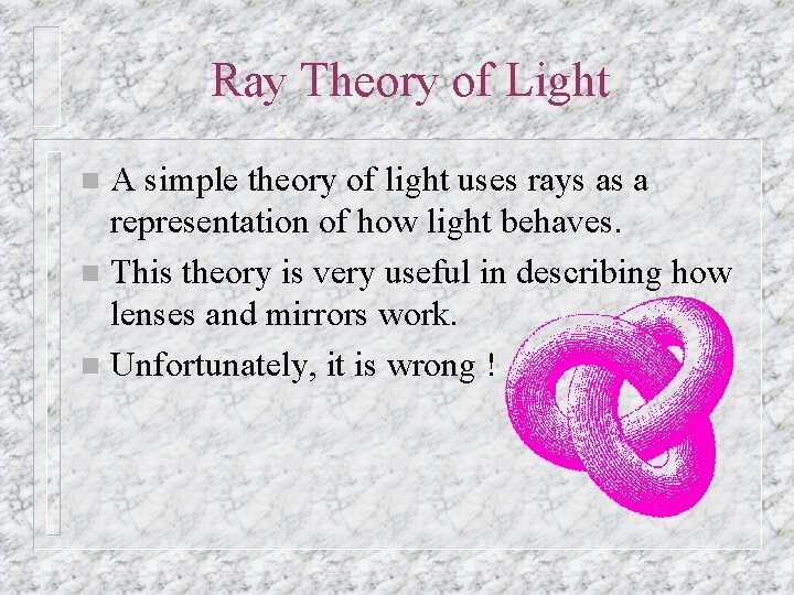 Ray Theory of Light A simple theory of