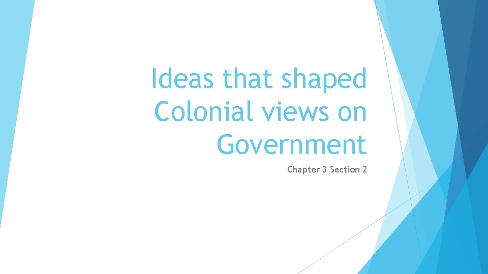 Ideas that shaped Colonial views on Government Chapter