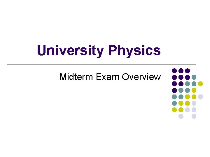 University Physics Midterm Exam Overview 16 THE NATURE