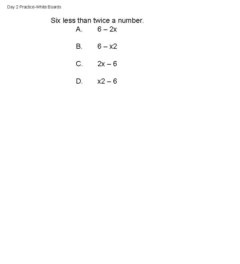 Addition Subtraction Division Multiplication Parenthesis Words Equals x17