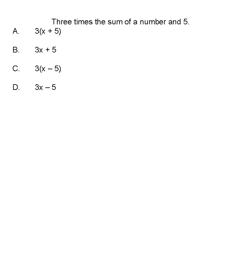 Addition Subtraction Division Multiplication Parenthesis Words Equals x17